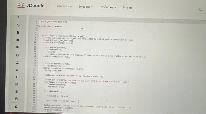 Solved O JDoodle + 1 2 3 4 5 6 7 8 9 10 11 12 13 14 15 16 | Chegg.com
