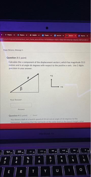 Solved Calculate the x component of the displacement vector | Chegg.com