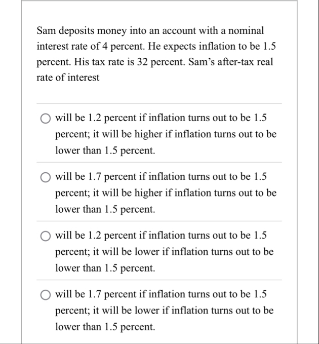 Solved Sam deposits money into an account with a nominal | Chegg.com