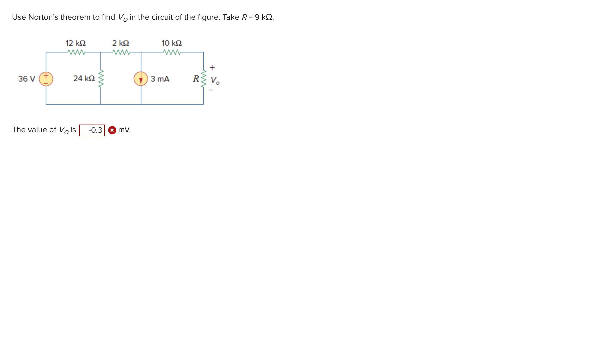 Solved Use Norton's theorem to find VO ﻿in the circuit of | Chegg.com