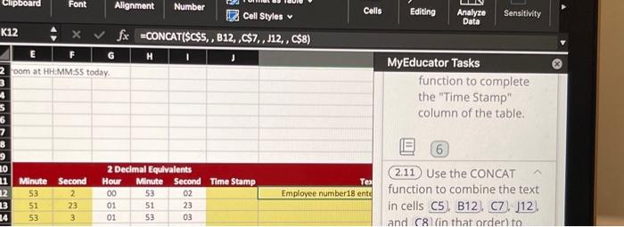 function to complete the "Time Stamp" column of the | Chegg.com