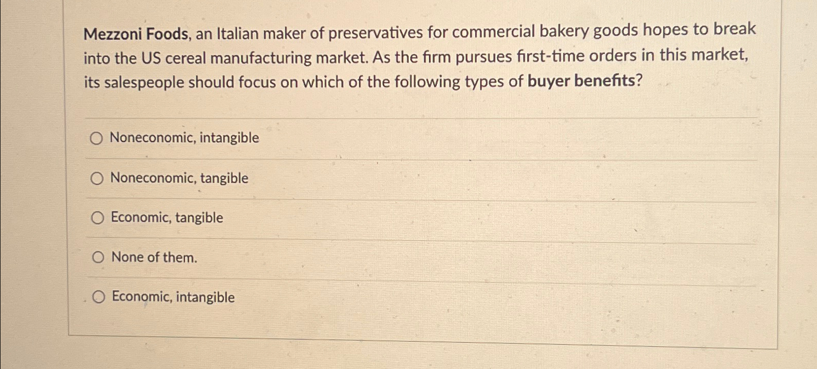 Solved Mezzoni Foods, an Italian maker of preservatives for | Chegg.com