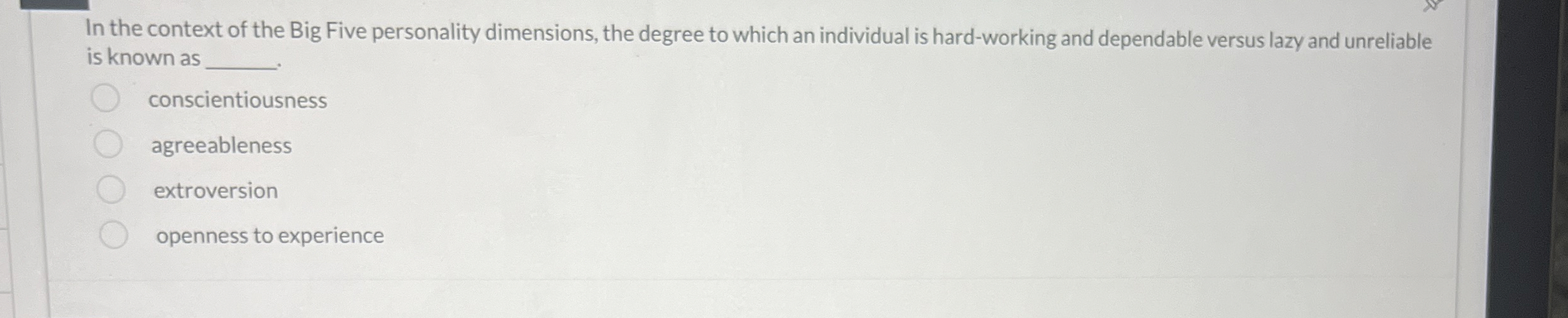 Solved In the context of the Big Five personality | Chegg.com