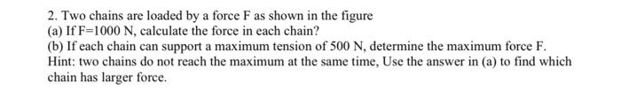 Solved 2. Two chains are loaded by a force F as shown in the | Chegg.com