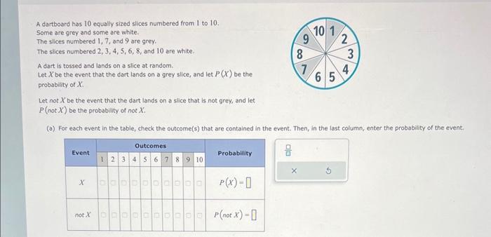 Solved A dartboard has 10 equally sized slices numbered from | Chegg.com