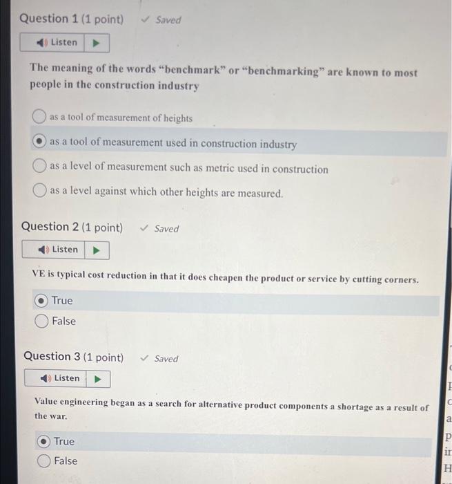 Solved The meaning of the words "benchmark" or | Chegg.com