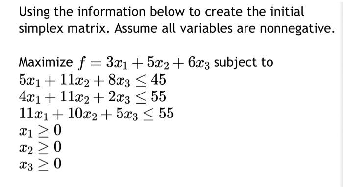 Solved Using the information below to create the initial | Chegg.com