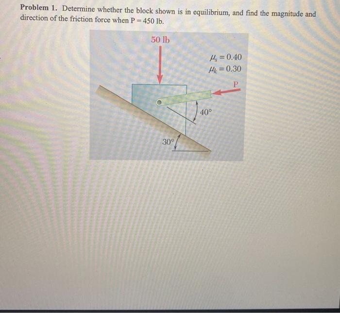 Solved Determine whether the block shown is in equilibrium, | Chegg.com