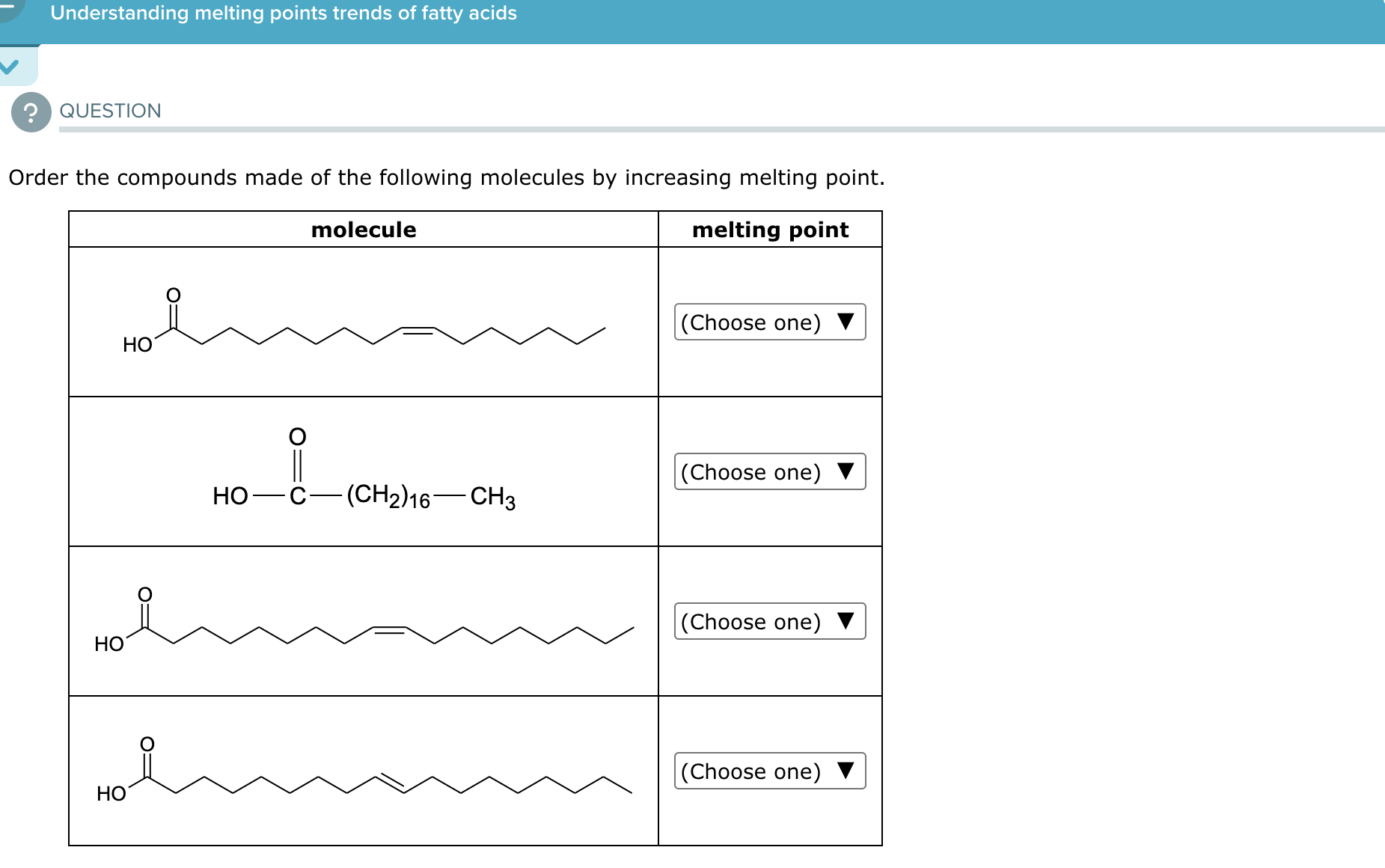Solved Order the compounds made of the following molecules | Chegg.com