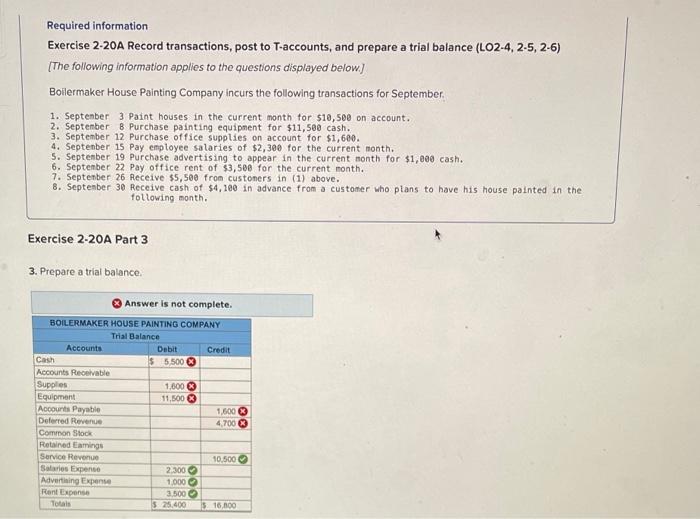 Required information Exercise 2-20A Record | Chegg.com