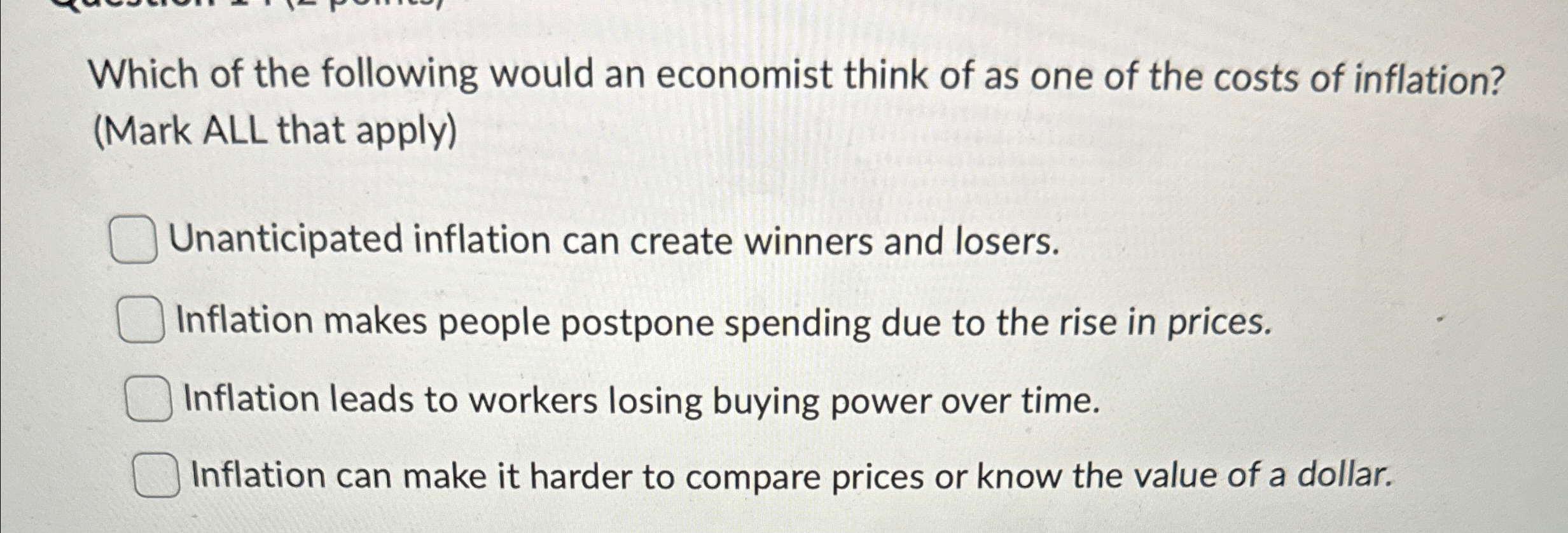 Solved Which of the following would an economist think of as | Chegg.com