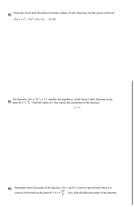 Solved Find the local and absolute extreme values of the | Chegg.com