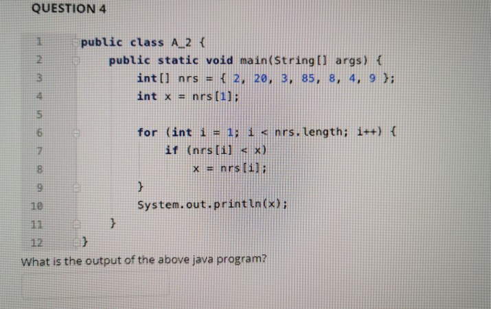Solved QUESTION 4 public class A_2 { public static void | Chegg.com