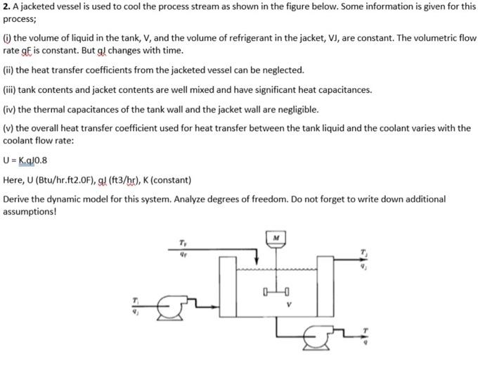 Solved 2. A jacketed vessel is used to cool the process | Chegg.com