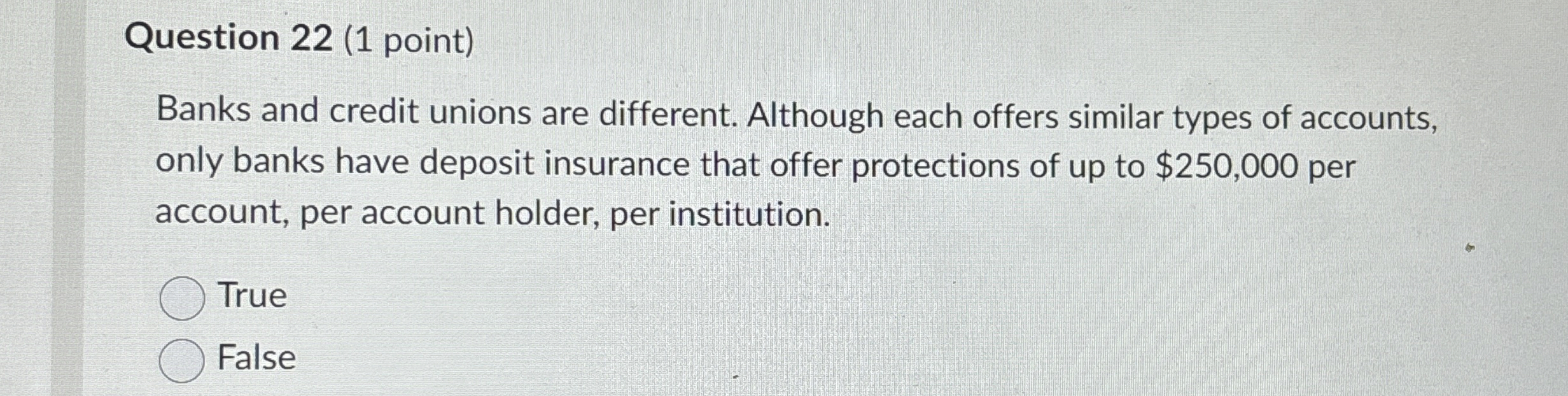 Solved Question 22 (1 ﻿point)Banks and credit unions are | Chegg.com