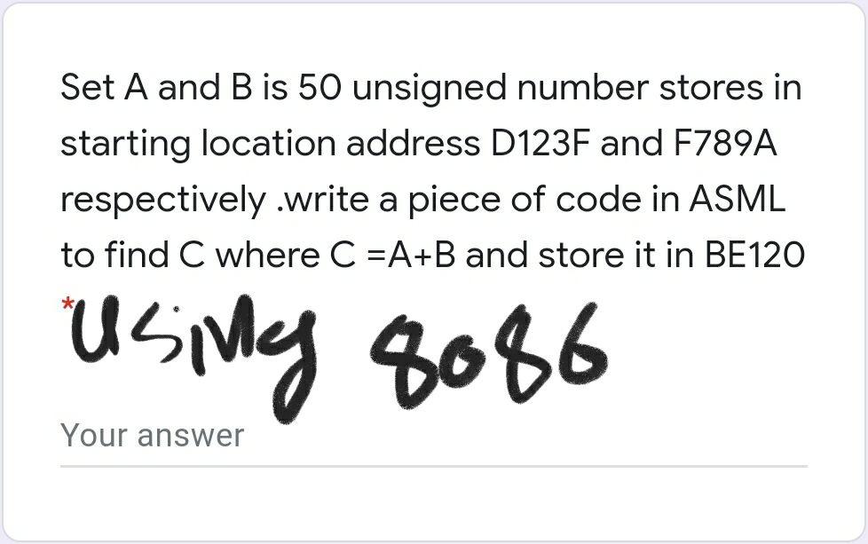 Solved Set A and B is 50 unsigned number stores in starting | Chegg.com