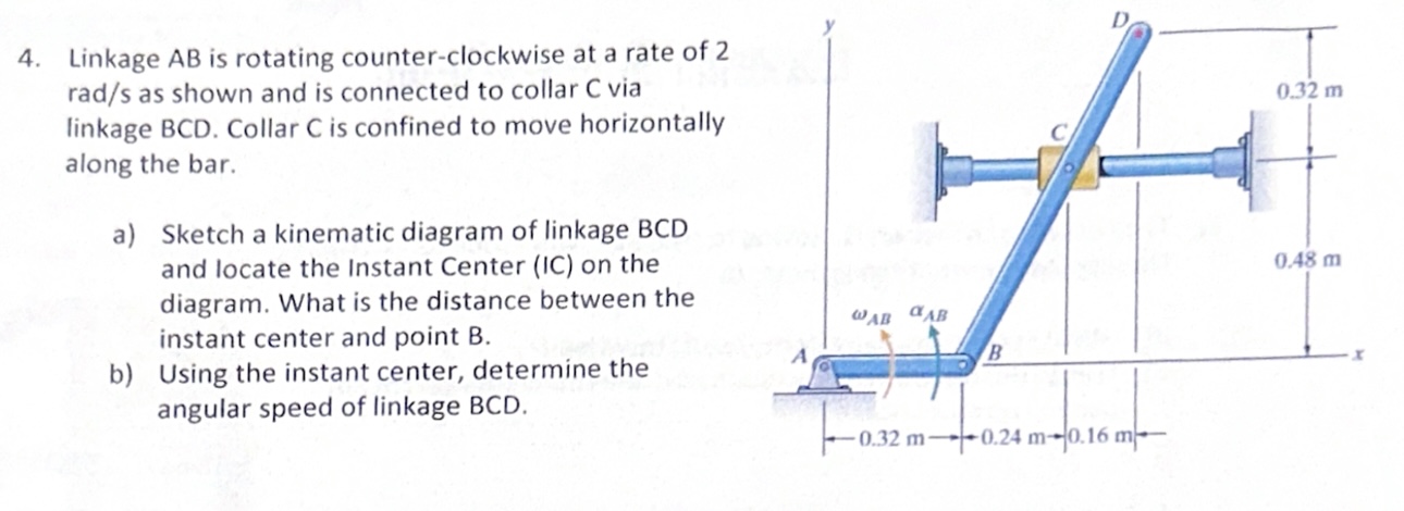 Solved 4. ﻿Linkage \( ﻿A B \) ﻿is rotating counter-clockwise | Chegg.com
