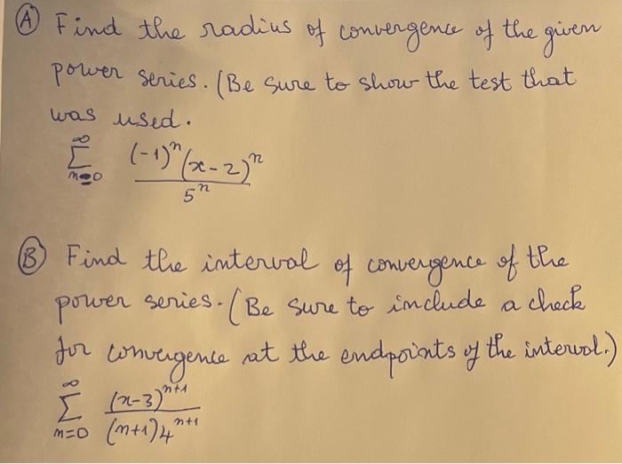 A Find the radius of convergence of the given power | Chegg.com