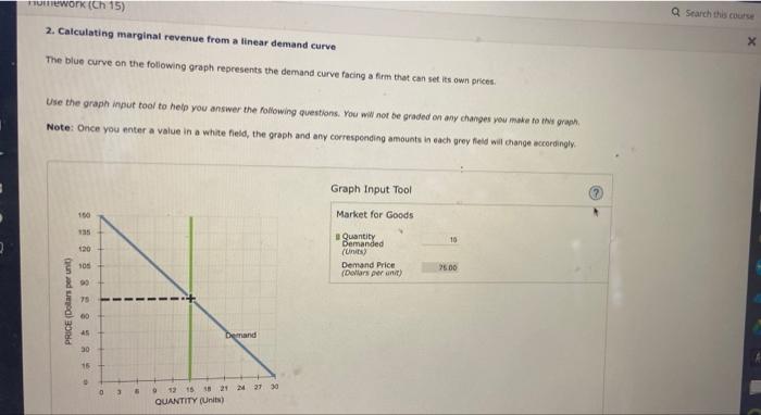 Solved 2 homework (Ch 15) 2. Calculating marginal revenue | Chegg.com Solved 2 homework (Ch 15) 2. Calculating marginal revenue | Chegg.com