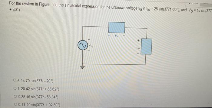 Solved For the system in Figure, find the sinusoidal | Chegg.com