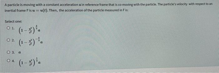 Solved A particle is moving with a constant acceleration a | Chegg.com