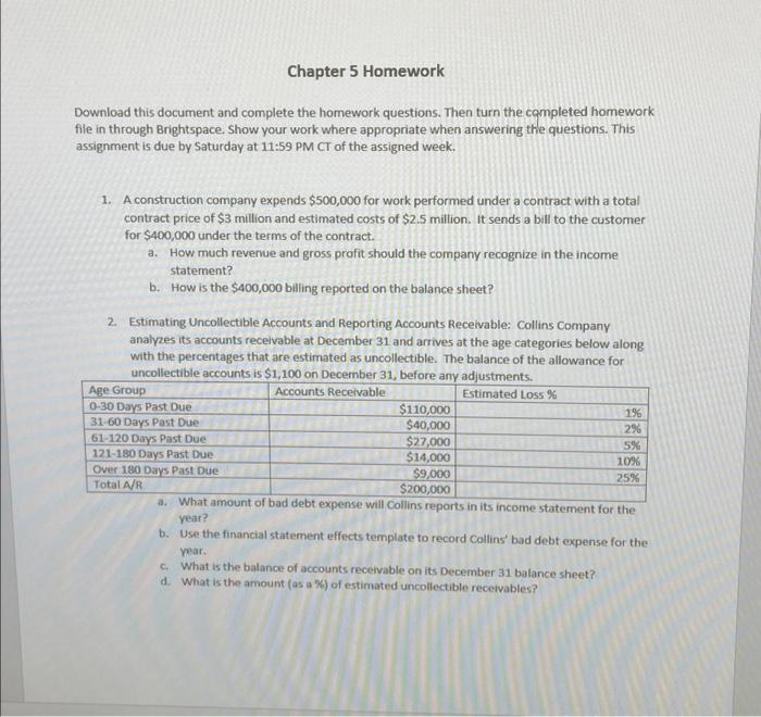Solved Chapter 5 Homework Download this document and | Chegg.com