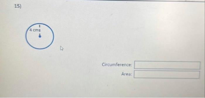 Solved Circumference: Area: | Chegg.com