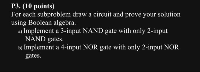 Solved P3. (10 points) For each subproblem draw a circuit | Chegg.com
