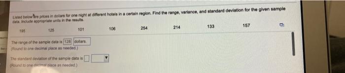 Solved Liled below bre prices in dollars for one night at | Chegg.com