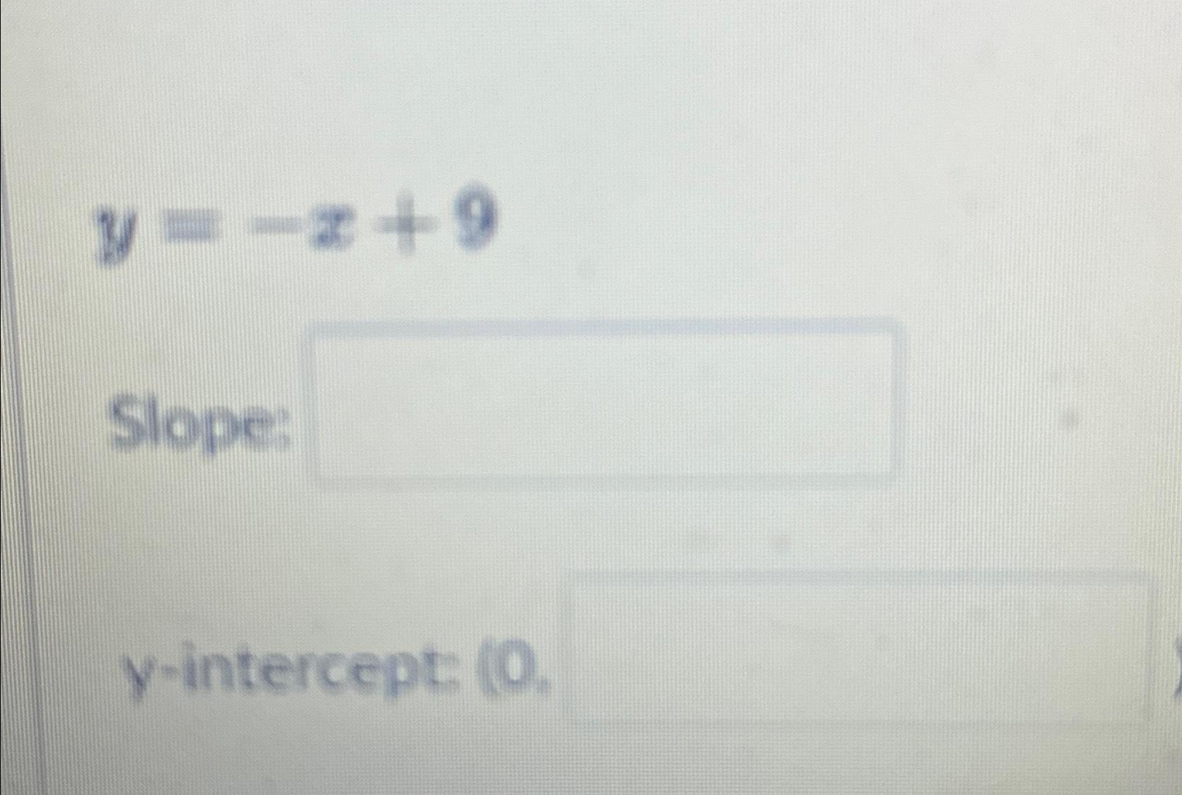 Solved y=-X+9Slopey-intercept: (0. | Chegg.com