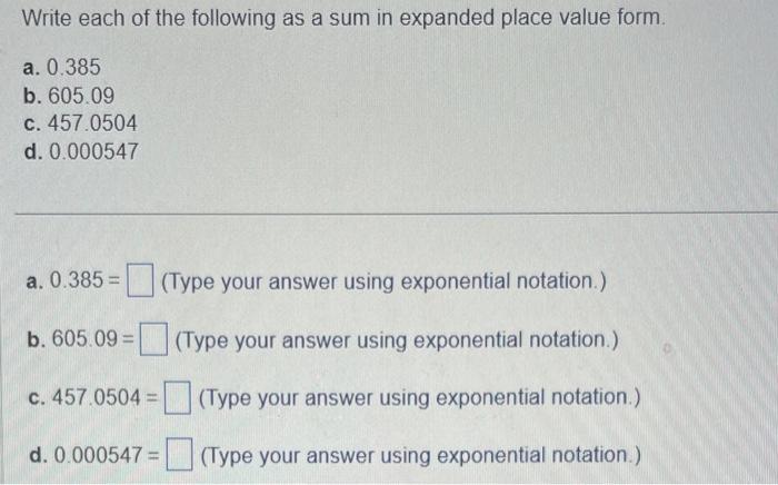 Solved Write each of the following as a sum in expanded | Chegg.com