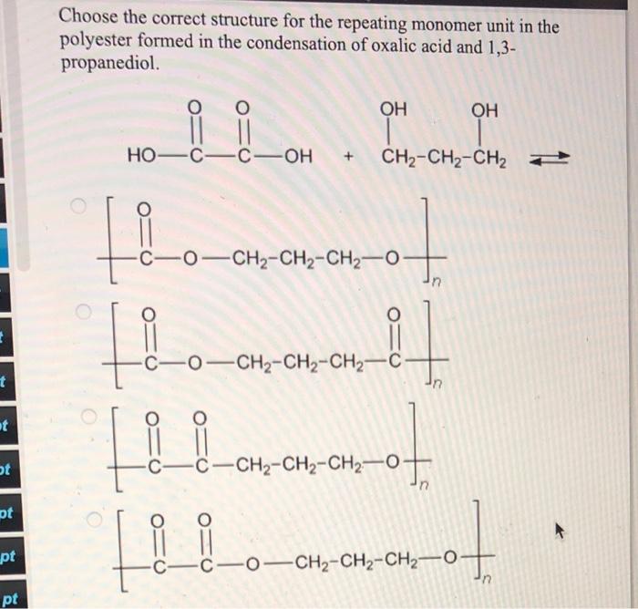 Solved Choose the correct structure for the repeating | Chegg.com
