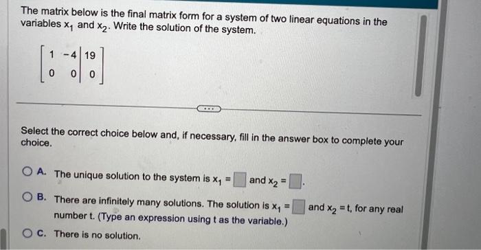 Solved Solve using augmented matrix methods. | Chegg.com