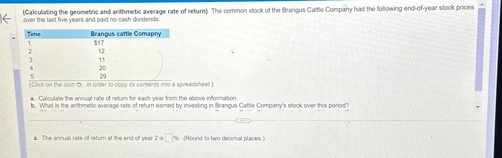 Solved (Calculating the geometric and arithmetic average | Chegg.com
