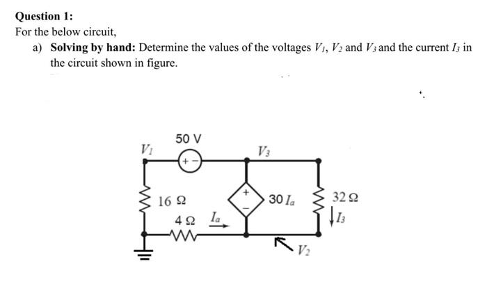 Solved Question 1: For the below circuit, a) Solving by | Chegg.com