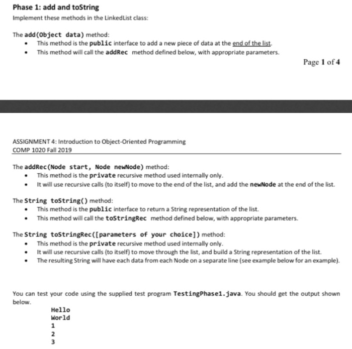 Solved Phase 1: add and toString Implement these methods in | Chegg.com Solved Phase 1: add and toString Implement these methods in | Chegg.com