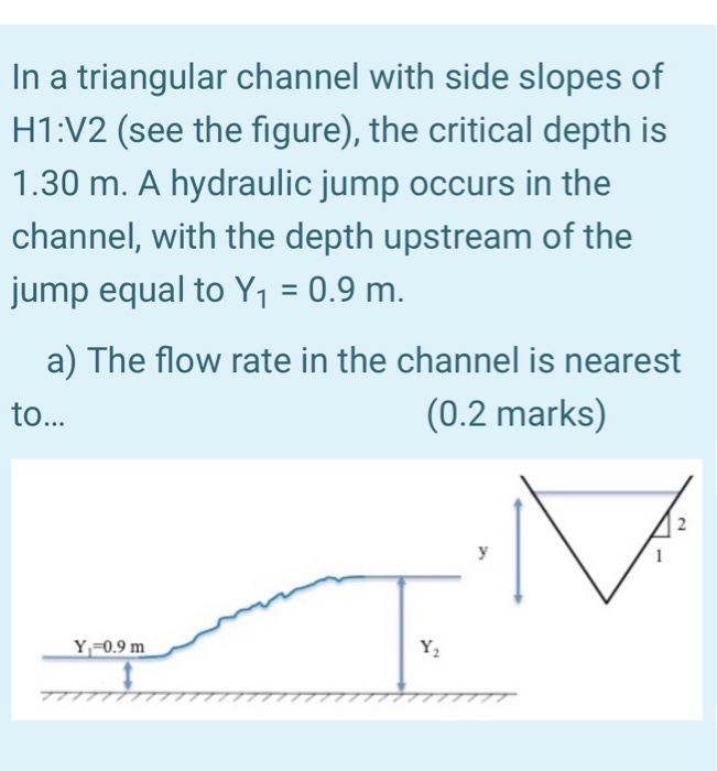 Solved In a triangular channel with side slopes of H1:V2 | Chegg.com