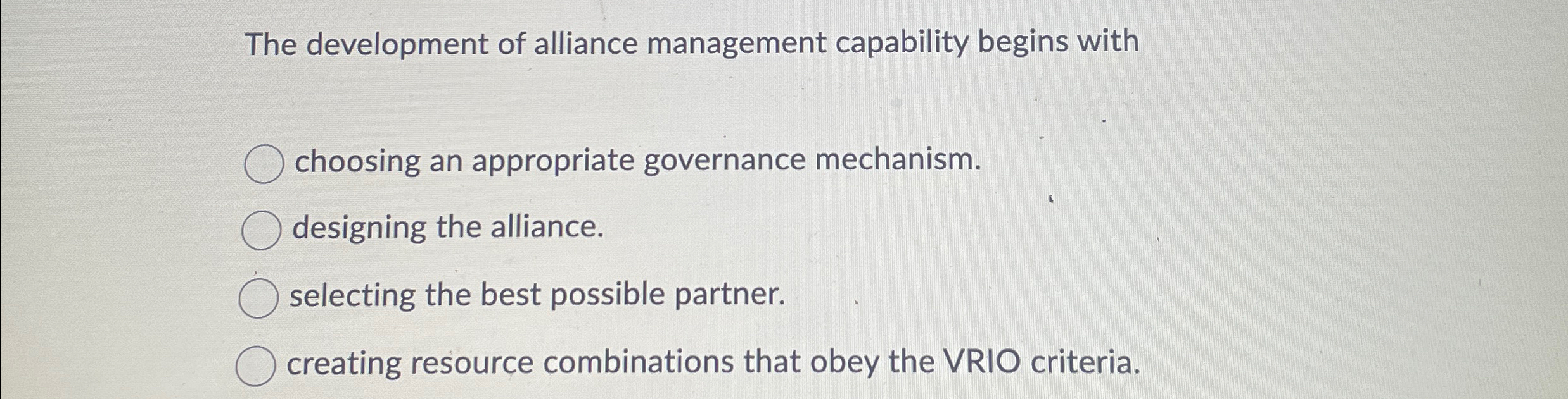 Solved The development of alliance management capability | Chegg.com