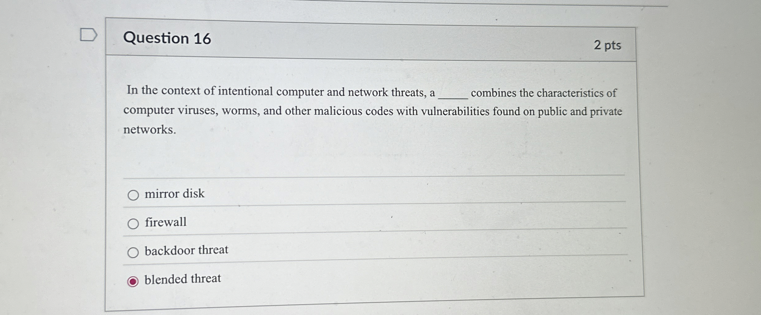 Solved Question 16In the context of intentional computer and | Chegg.com