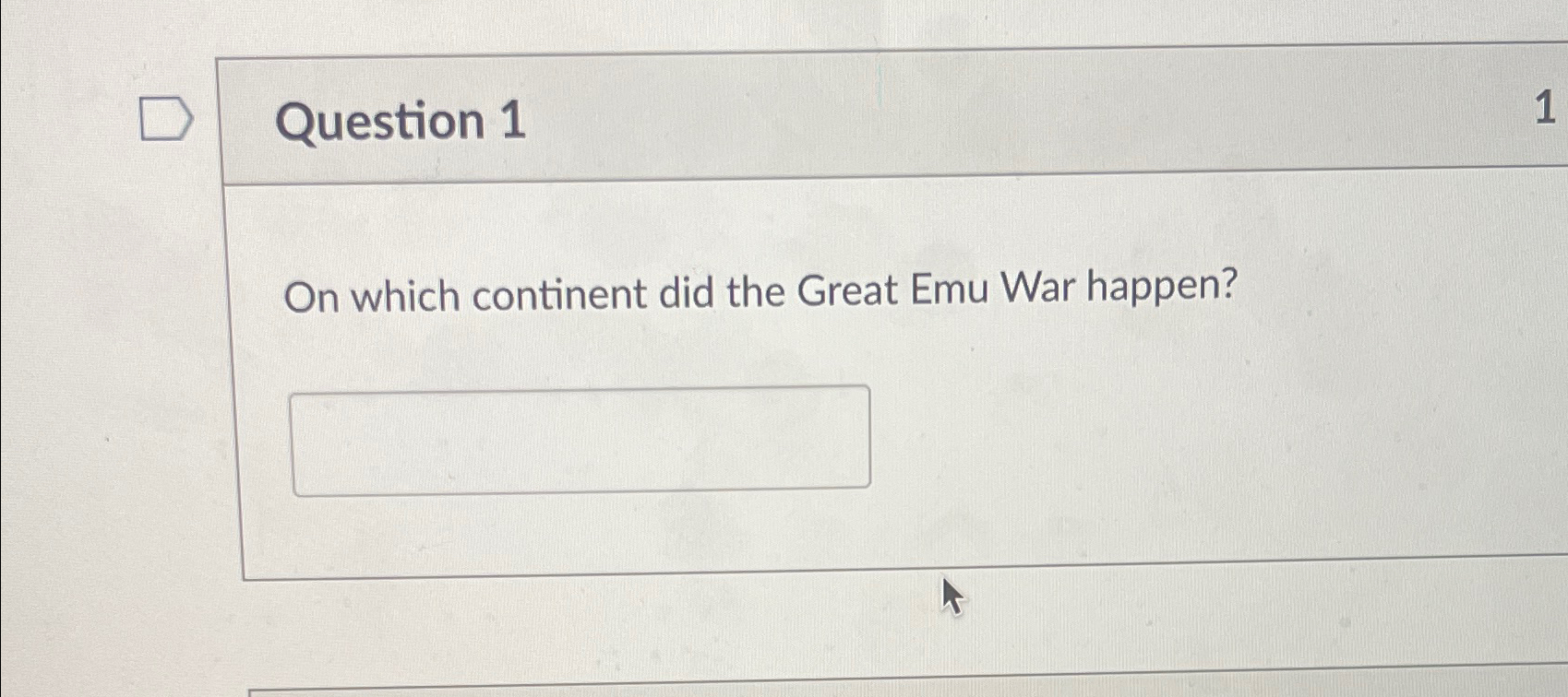 Solved Question 1On which continent did the Great Emu War | Chegg.com