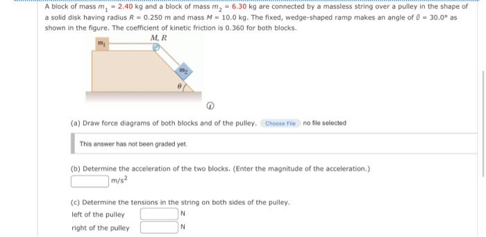 Solved block of mass m1=2.40 kg and a block of mass m2=6.30 | Chegg.com