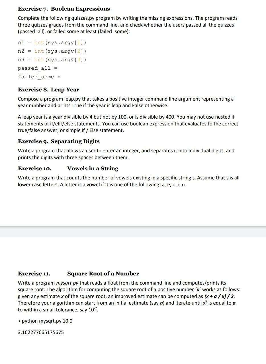 Solved Exercise 7. Boolean Expressions Complete the | Chegg.com