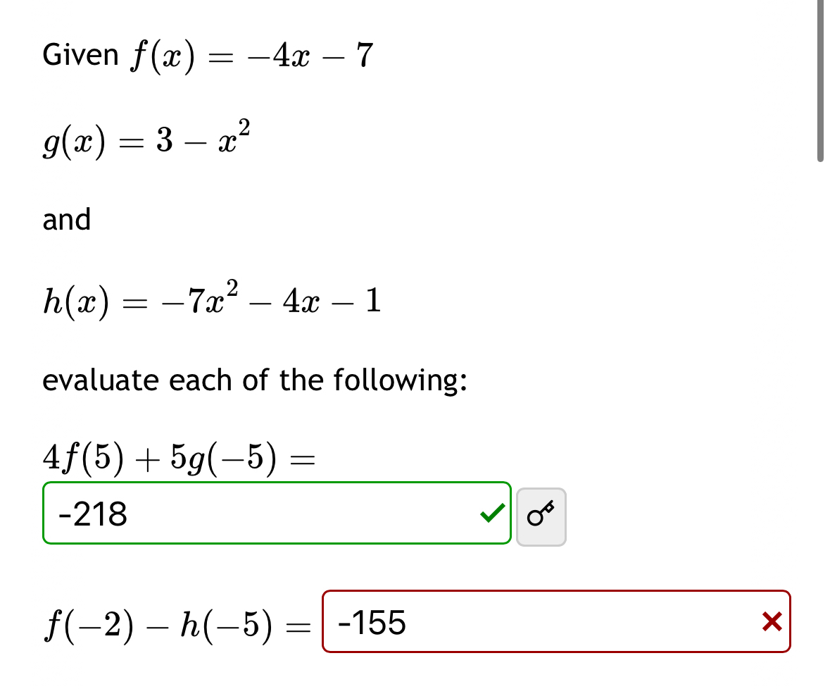 Solved Given f(x)=-4x-7g(x)=3-x2andh(x)=-7x2-4x-1evaluate | Chegg.com