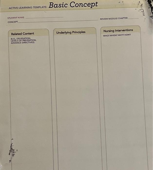 Solved active learning template Basic Concept STUDFNT NAME | Chegg.com