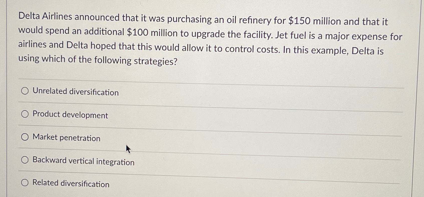 Solved Delta Airlines announced that it was purchasing an | Chegg.com