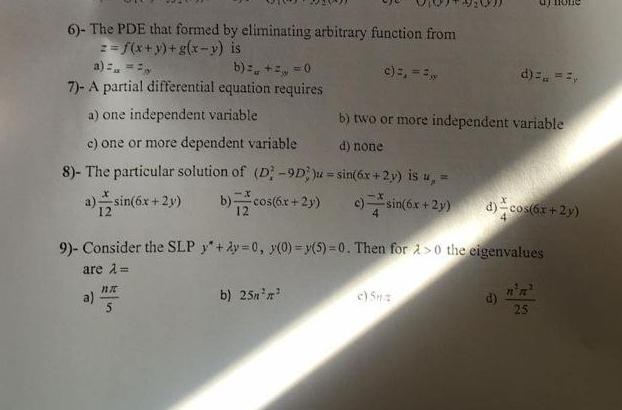Solved the Pde That Formed By Eliminating Arbitrary