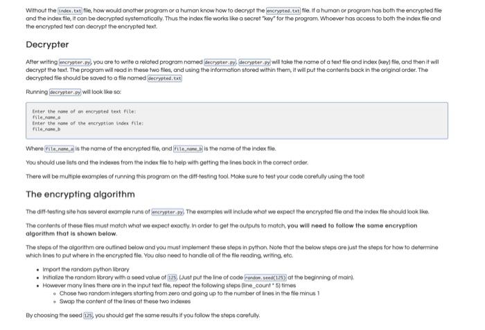 Solved Encrypter / Decrypter This assignment exercises filie | Chegg.com
