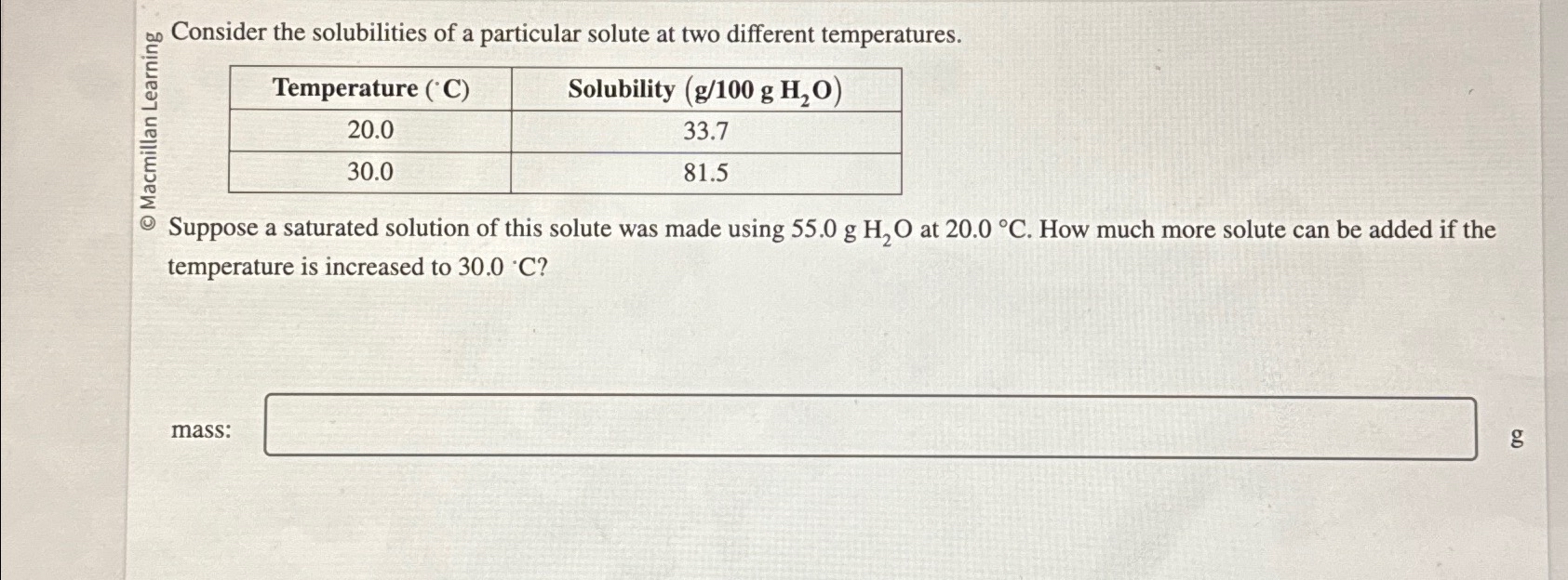 Solved Consider the solubilities of a particular solute at | Chegg.com