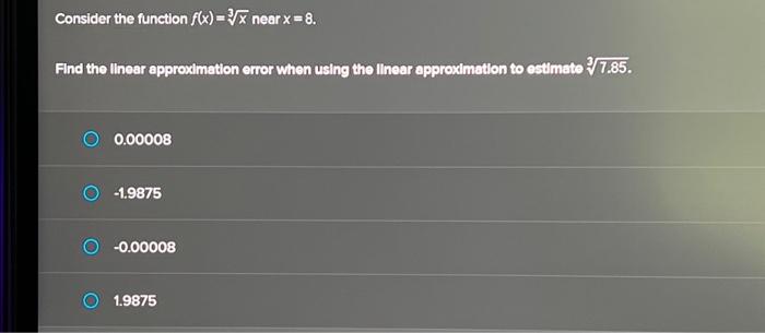 Solved Consider the function f(x)=√x near x = 8. Find the | Chegg.com