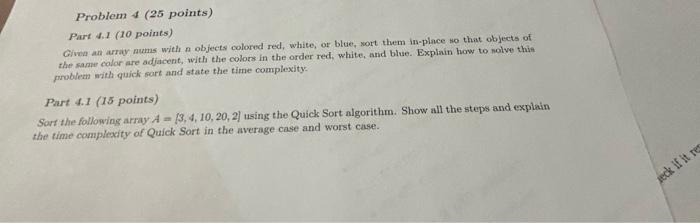 Solved Part 4.1 (10 points) Civan an arriy aums with n | Chegg.com